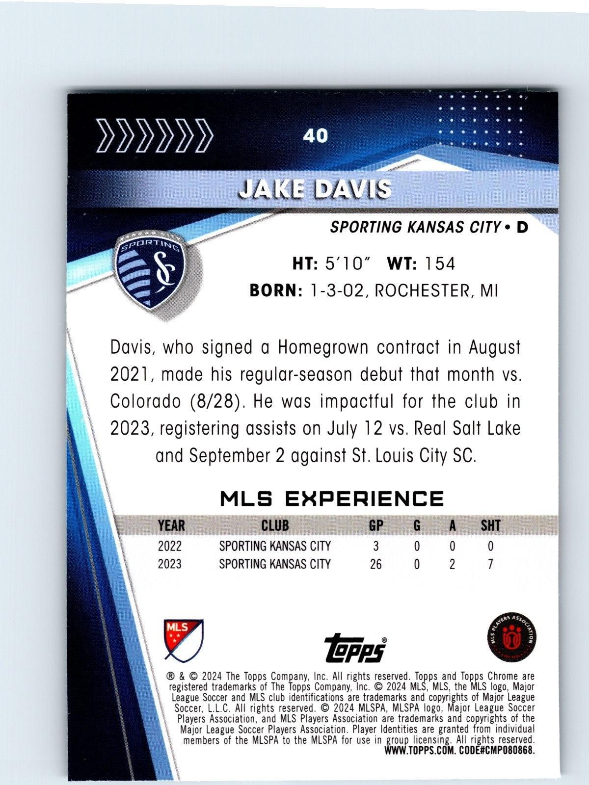 2024 Topps Chrome MLS #40 Jake Davis Rookie | eBay