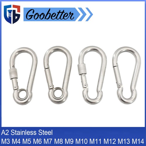 Carabiner Clip Stainless Steel A2 Snap Spring Hooks Lock Nut Eyelet ...