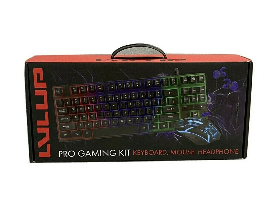 Pro Gaming LED Backlit Keyboard Mouse Earbuds Kit 3 Piece Vivitar LVLUP ...