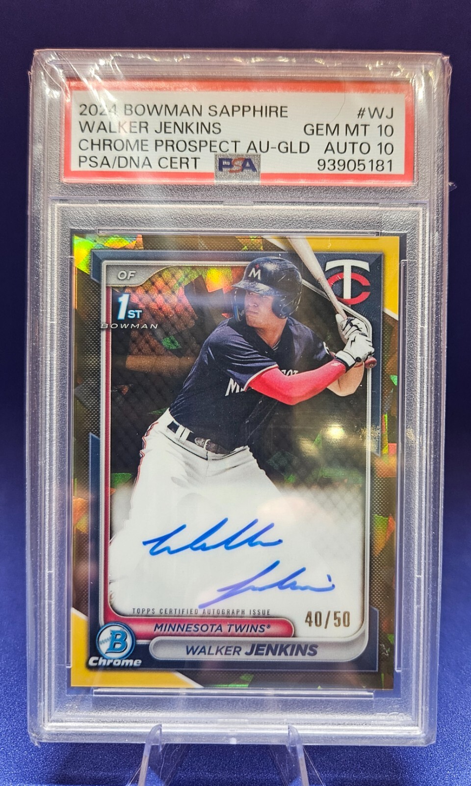 2024 Bowman Chrome Sapphire Walker Jenkins Gold Sapphire /50 PSA 10 ...