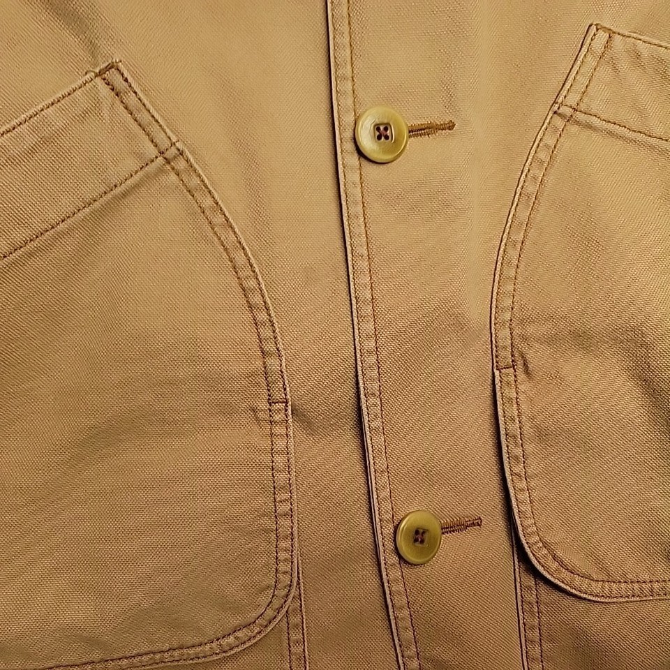 VTG LL Bean Jacket Mens Large Brown Blanket Lined Primaloft Chore Barn ...