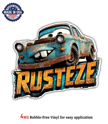 RUSTY RUST-EZE CARS VINYL DECAL STICKER CAR TRUCK BUMPER 4M BUBBLE FREE ...