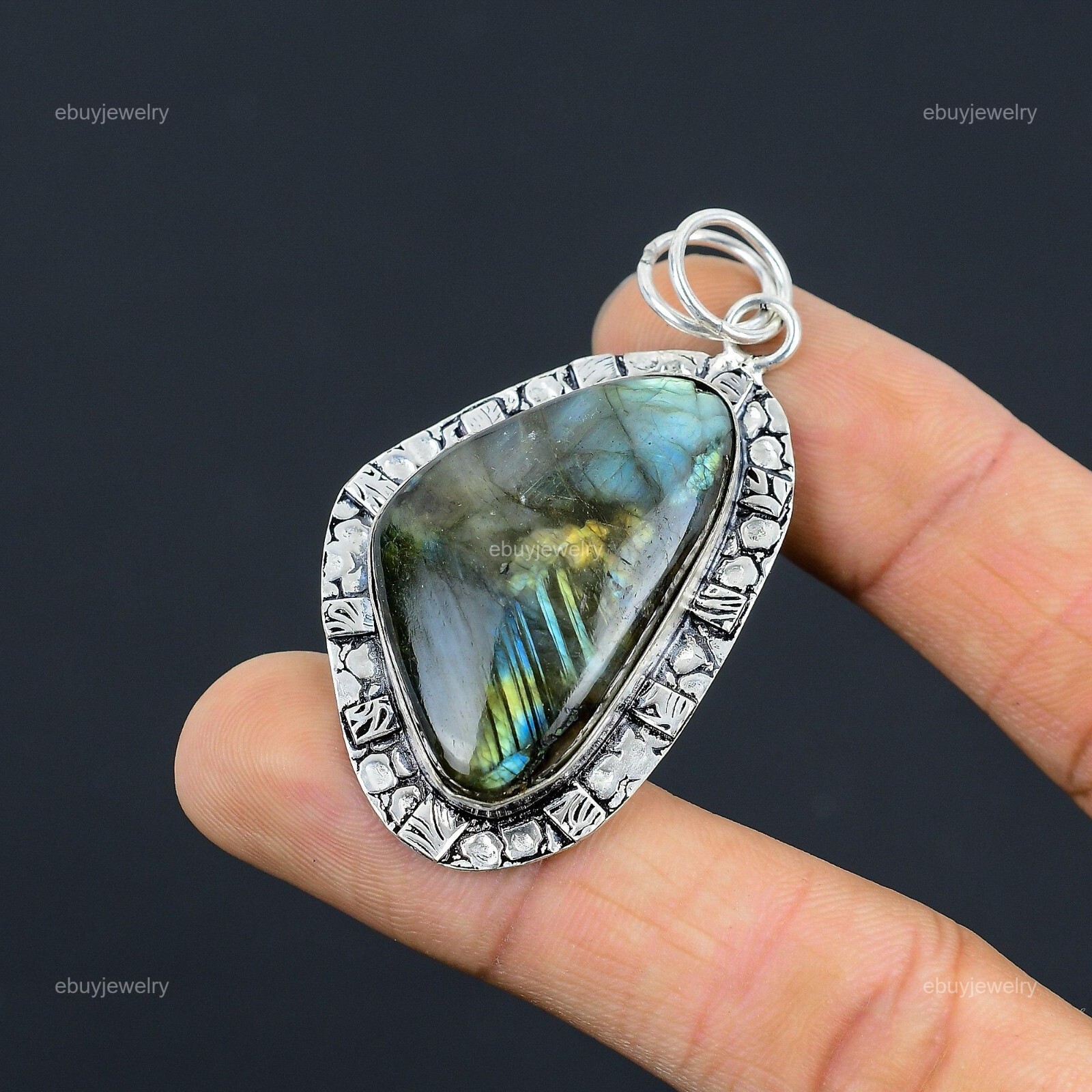 Natural Labradorite Gemstone Pendant 925 Sterling Silver Jewelry For ...