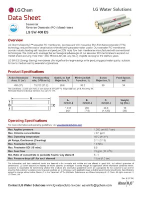 LG SW 400 ES Sea Water Membrane 8" x 40" LG Chem | eBay
