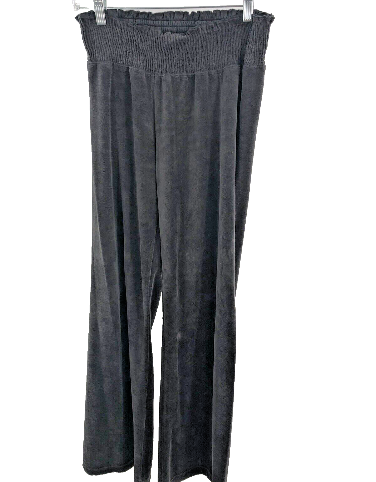 Mossimo Women's Gray Velour Track Pants Ruched Waist Wide Leg Size ...