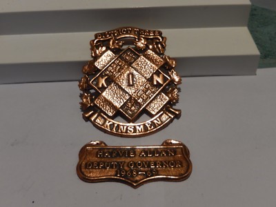 KIN Kinsmen Canada Crest Metal Plaque 1968 Deputy Governor Harvie Allan ...