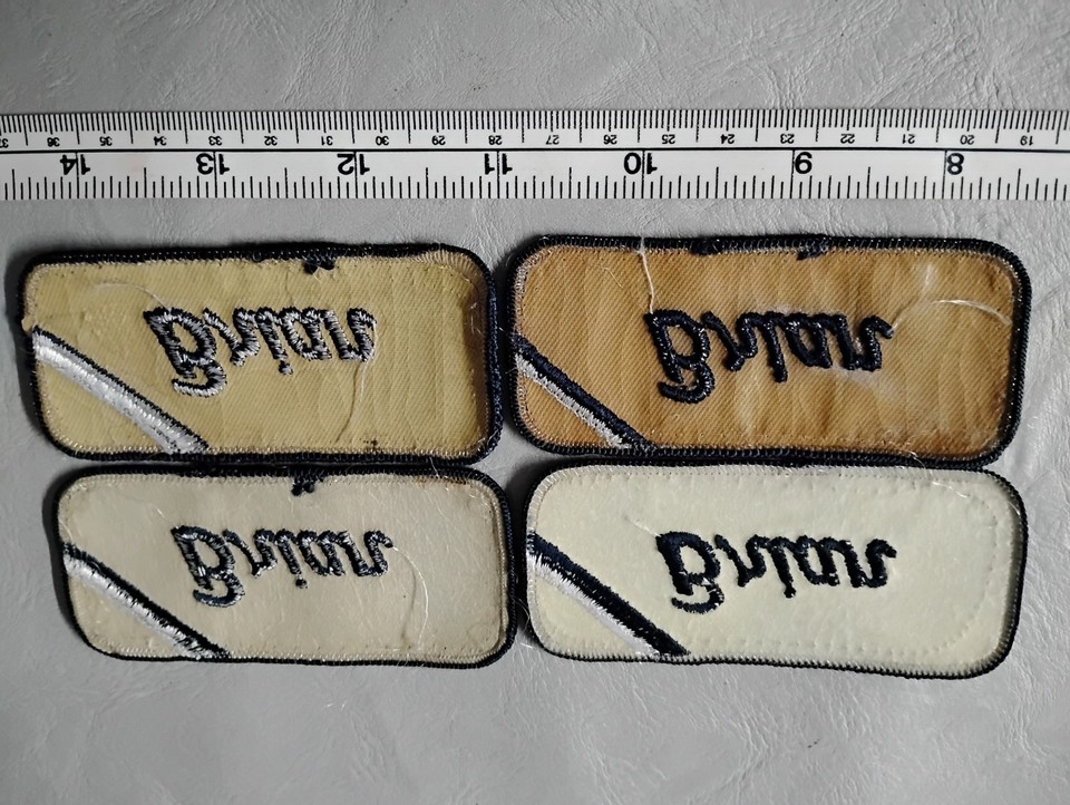 Brian (4) Vintage Embroidered Name Tag for Work Uniform Blue on Blue ...