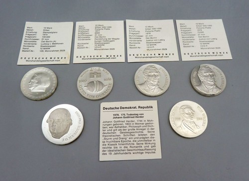 FFYY 6x DDR 10 & 20 MARK 1970 BEETHOVEN 1976 1977 GUERICKE 1978 HERDER ...