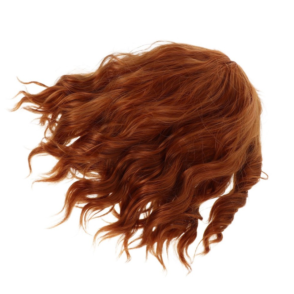 Orange Red Short Curly Wig for Events Synthetic Wavy Loose Halloween ...