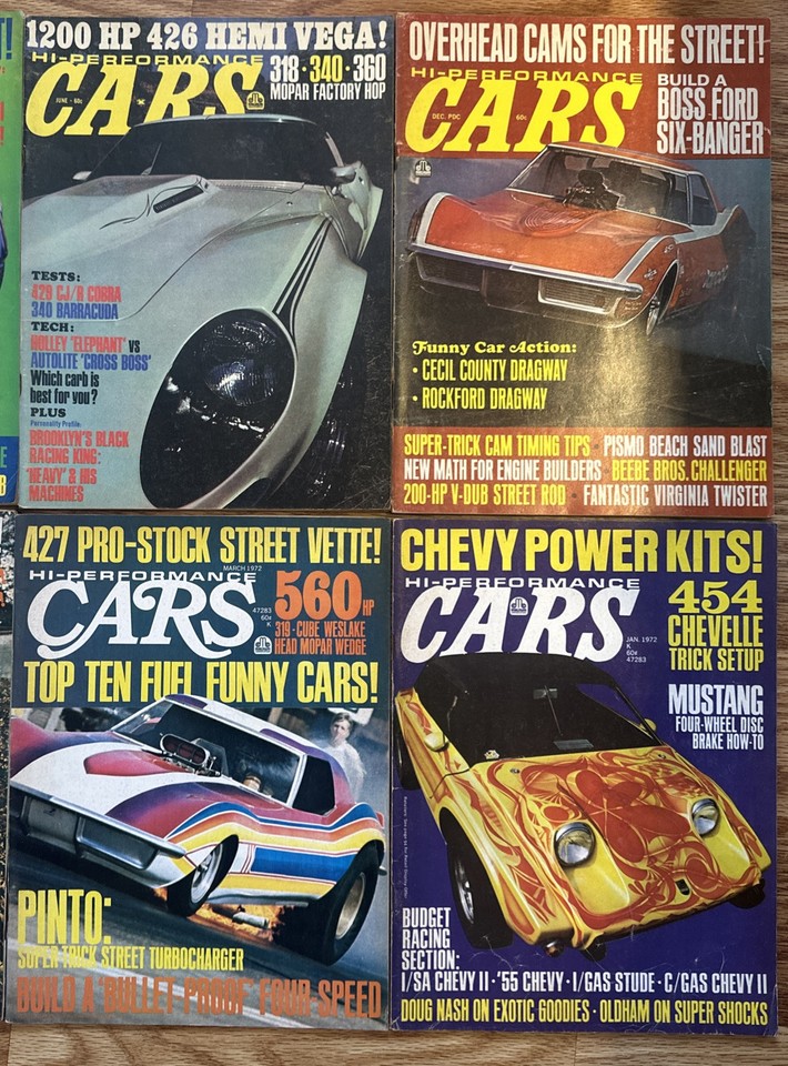 8 Vintage Hi Performance Cars Magazine 1971-72 Corvette Chevy Chevelle ...