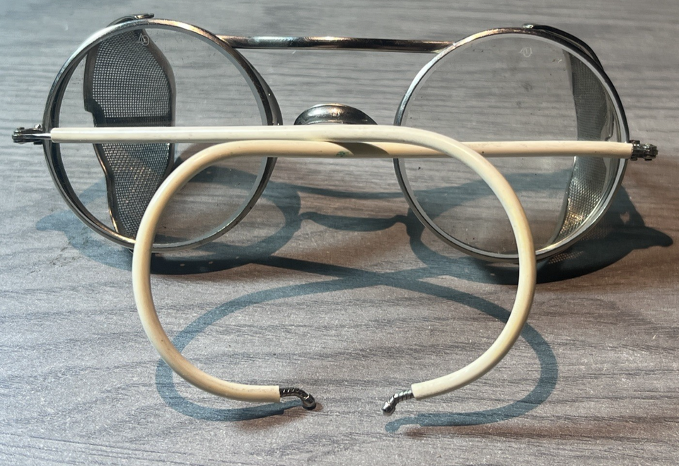 Antique Vintage American Optical Wire Mesh Safety Glasses w/ side ...
