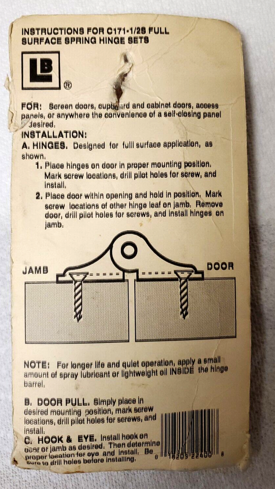 Screen Door Spring loaded Hinge Handle Set | eBay