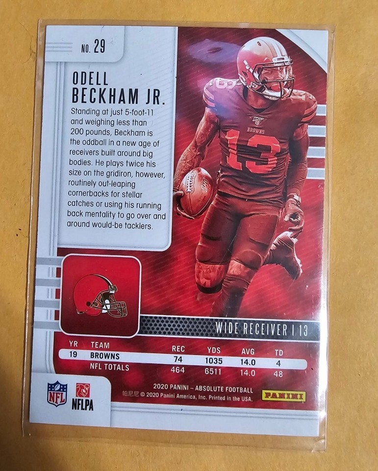 2020 Odell Beckham Jr. Panini Absolute Football Rookie Card Red ...
