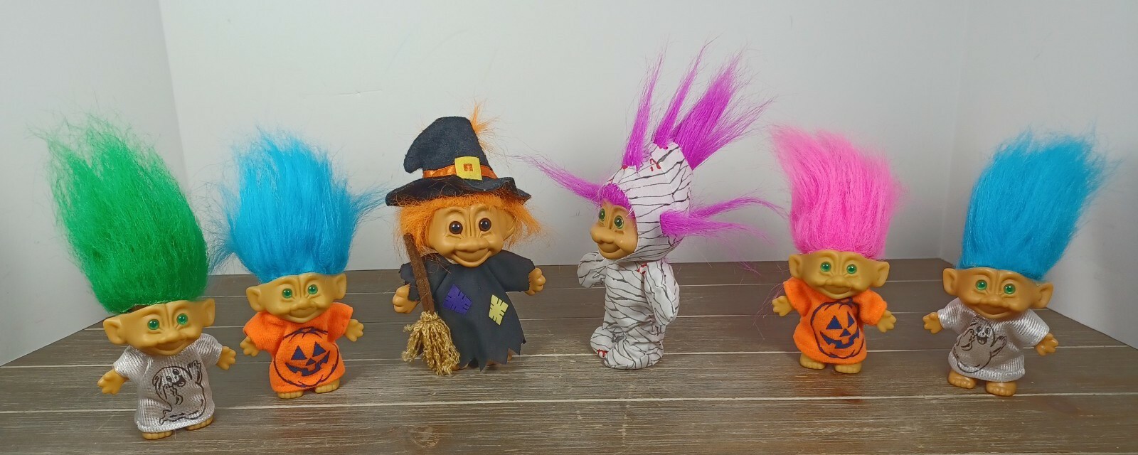 Russ Halloween Mummy & Witch & Smaller Trolls w/ Pumpkin/Ghost Clothes ...