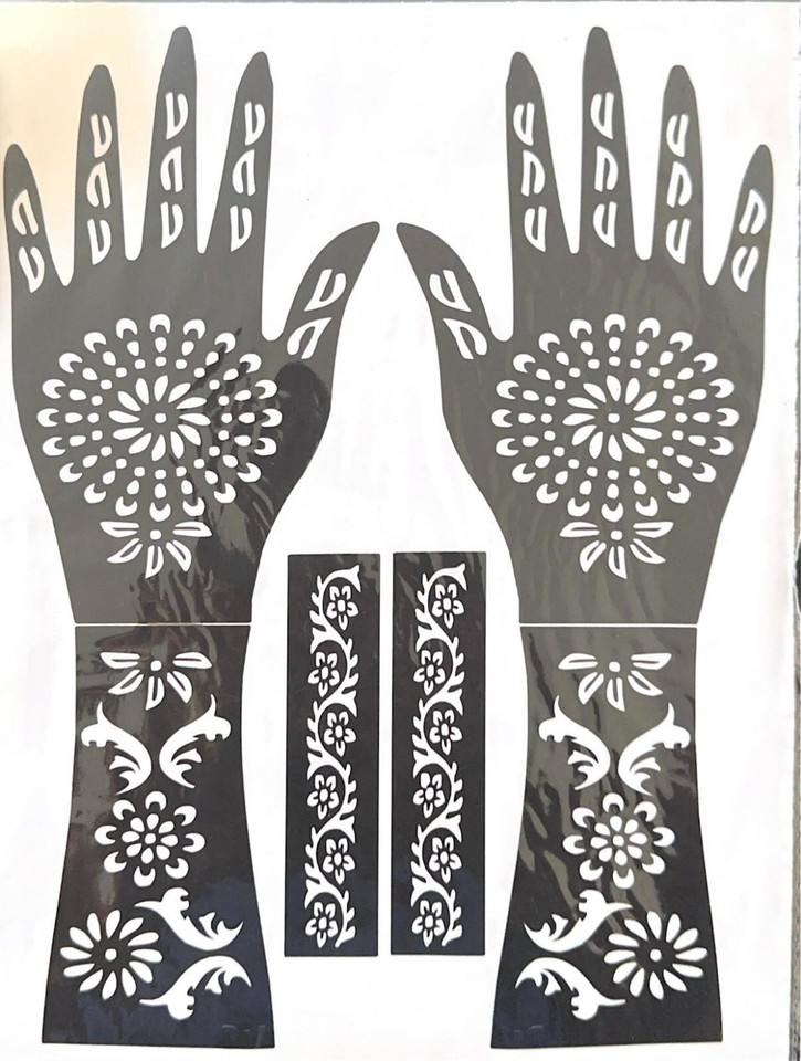 India/Arabic Henna Tattoo Mehndi Stencils Hand Foot Body Art Stickers ...