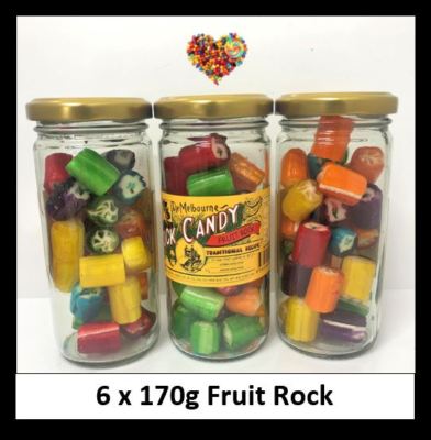 FRUIT ROCK CANDY 170G X 6 JARS 1KG COLOURFUL LOLLIES BOILED AUSTRALIAN ...