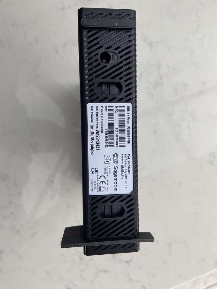 Virgin Media Router Wireless Hub 5 F3896LG-VMB WiFi 6 Sagecom New No ...