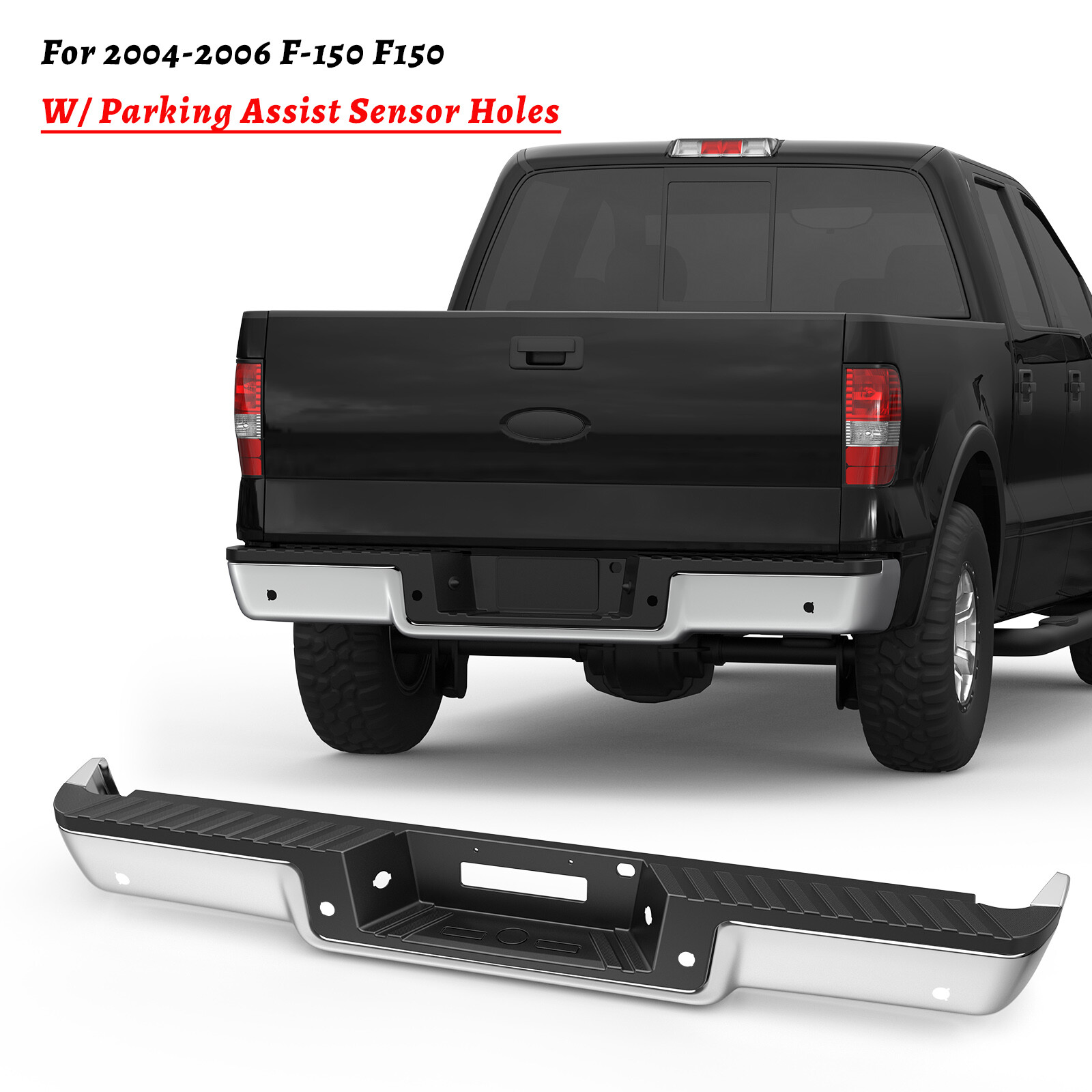 Chrome Rear Step Bumper Assembly For 2004-2006 Ford F-150 W/ Park ...