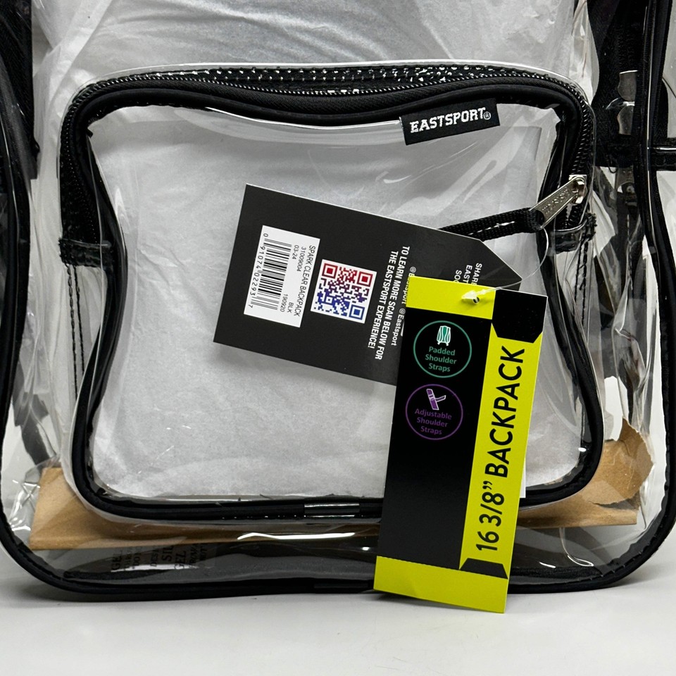 EASTSPORT Spark Clear Backpack 16"x12" Black 190920PW-PLM | eBay