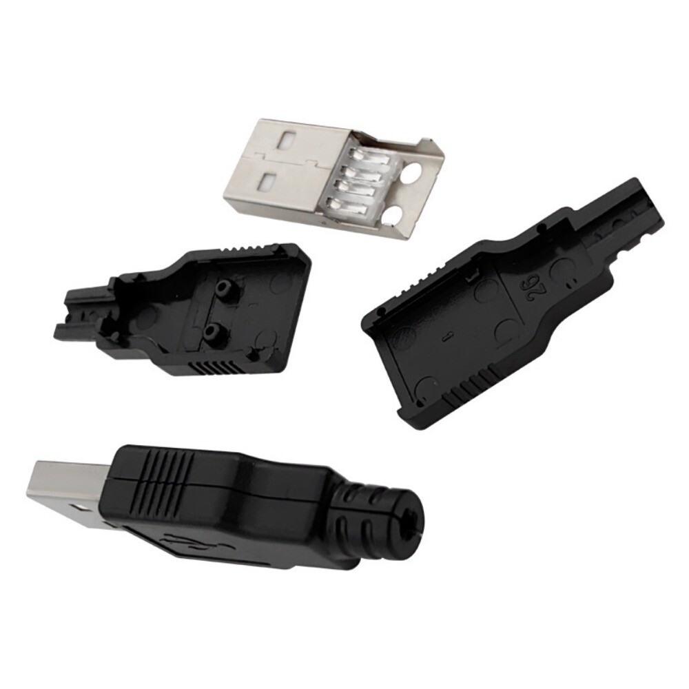 Black Type A USB Plug Type A Connector With Cover 4 Pin Plug Socket ...