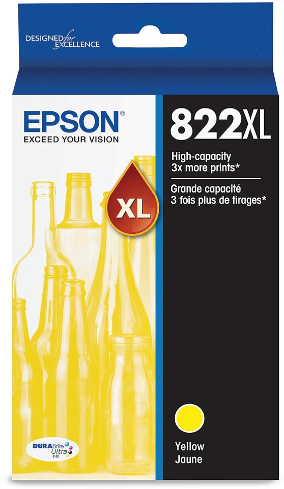 T822XL Original Epson 822XL High-Yield Black 822 Color Ink Cartridge ...
