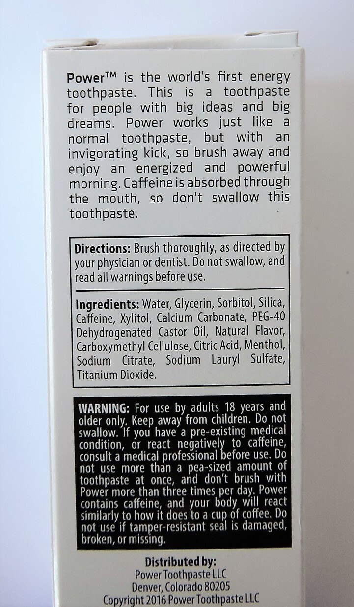 x40 Power Toothpaste Caffeinated Energy Toothpaste Indiegogo 2.5oz Tube ...