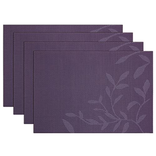 Placemats Set of 4 Woven Vinyl Place Mats for Dining Table Wipe Clean ...