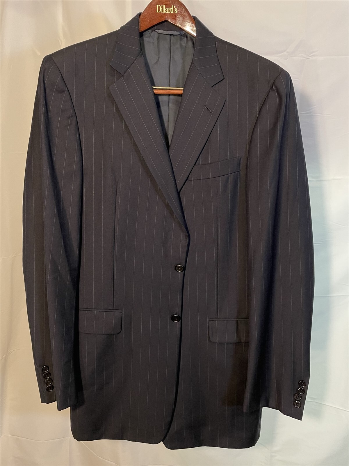 Hickey Freeman 42 XL USA MADE Navy Pinstriped 100% Wo… - Gem