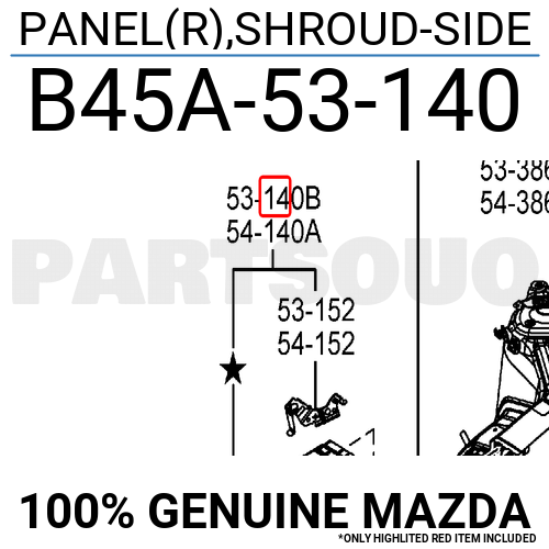 B45A53140 Mazda Panelrshroudside B45A53140 Genuine OEM Part for sale ...