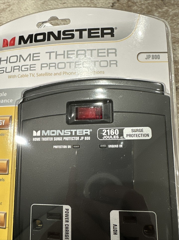 Monster Home Theater JP 800 Surge Protector, 8 Outlets, 2160 joules ...