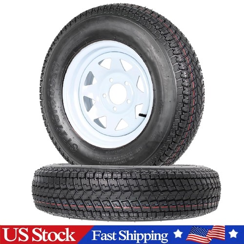 2PCS ST175/80D13 Trailer Tires 175 80 13 Tire ,5 Lug Rims Load Range C ...