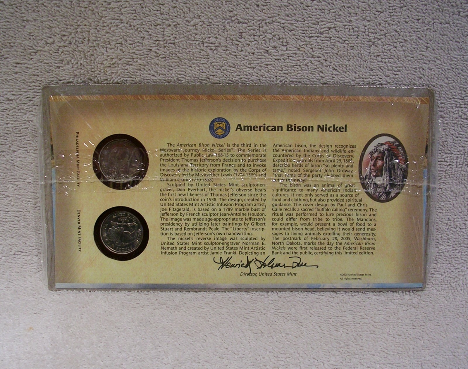 2005 American Bison Nickel - First Day Cover Q69 - Sealed Cellophane P ...