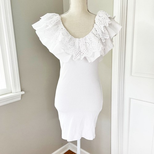 Zara White Ruffle Eyelet Lace Dress | eBay