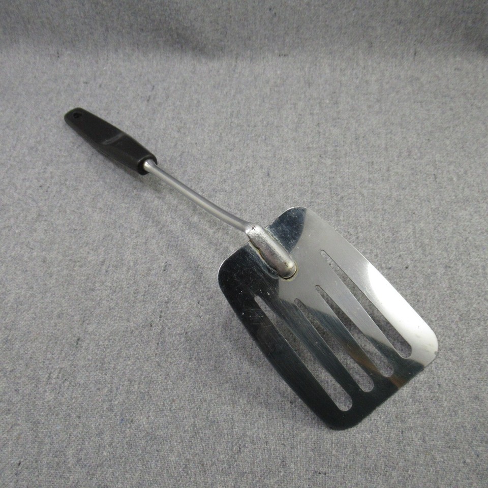 Vintage Foley Slotted Spatula Chrome Plated Angled Black Handle USA 13 ...