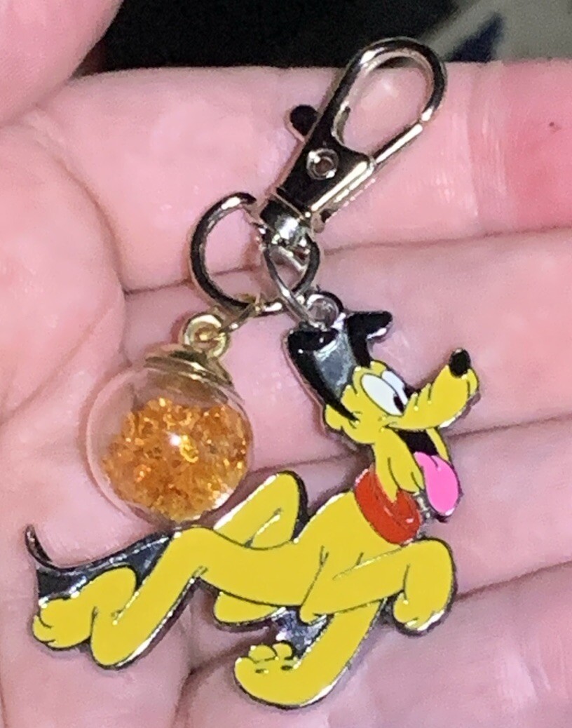 Large Silver Mickey Mouse’s Pluto Dog Charm Zipper Pull & Keychain Add ...
