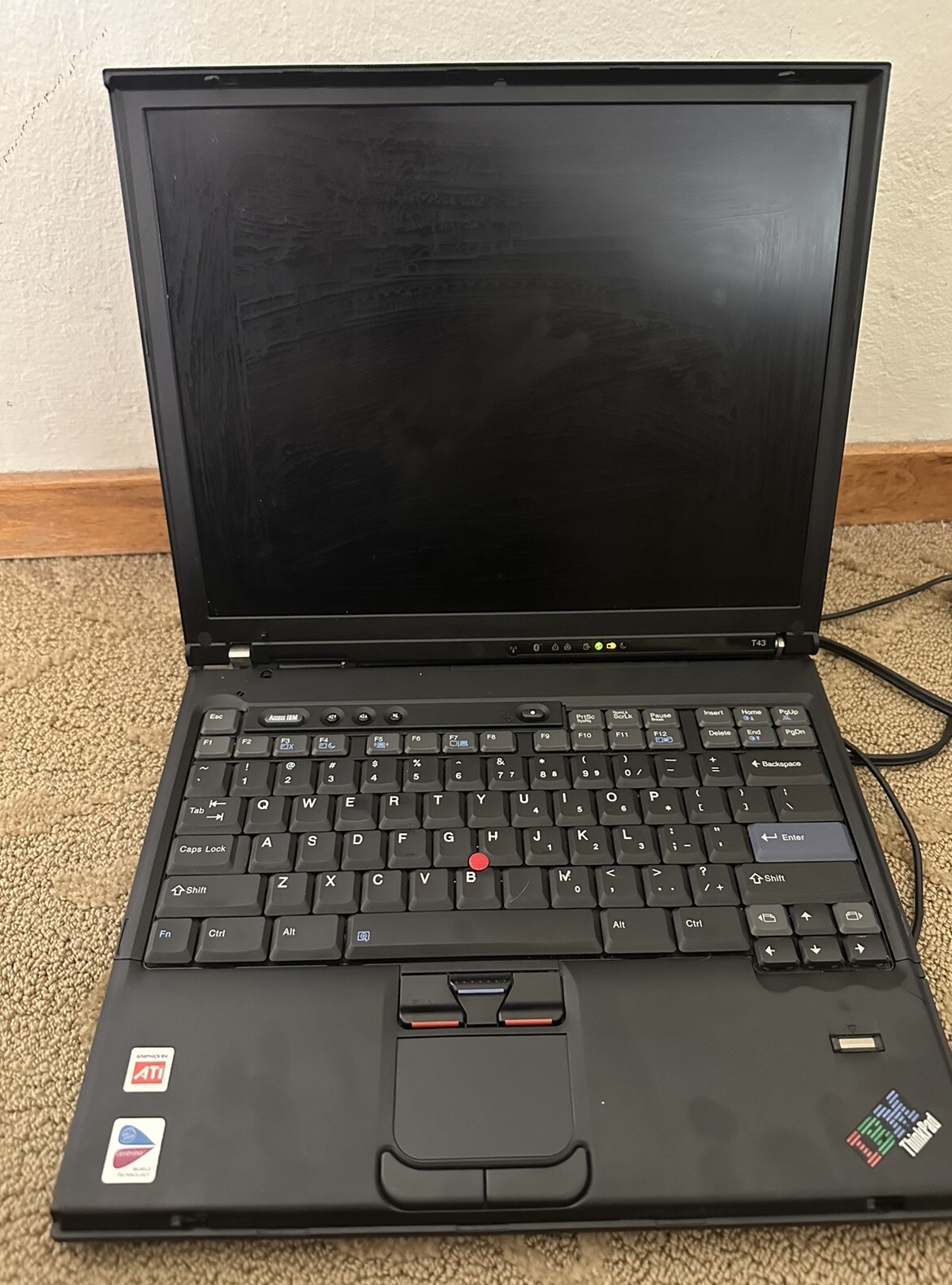 IBM Thinkpad T43p Laptop Intel TYPE: 2668 - Black Screen - Parts Only ...