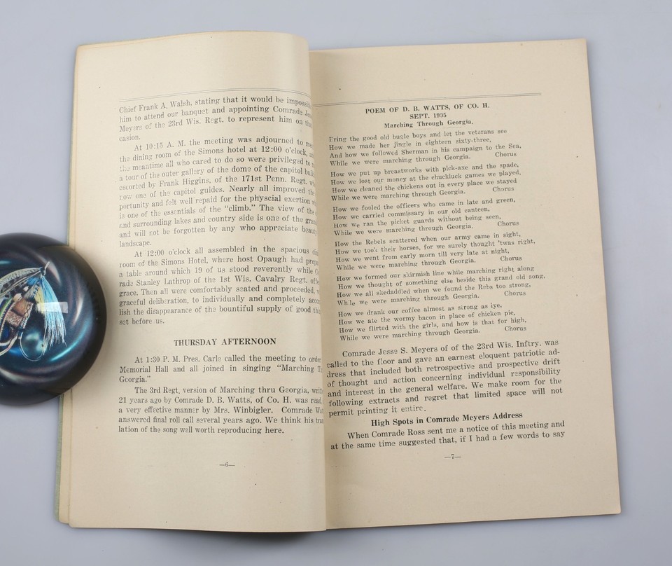 Vintage 1926 Civil War Reunion Summary 3rd Wisconsin Infantry Regiment ...