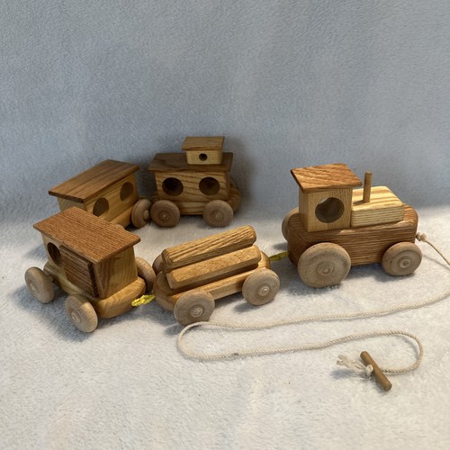 Handcrafted Wood 5 car TRAIN Made by Maine State Prison Inmate 26” Long ...
