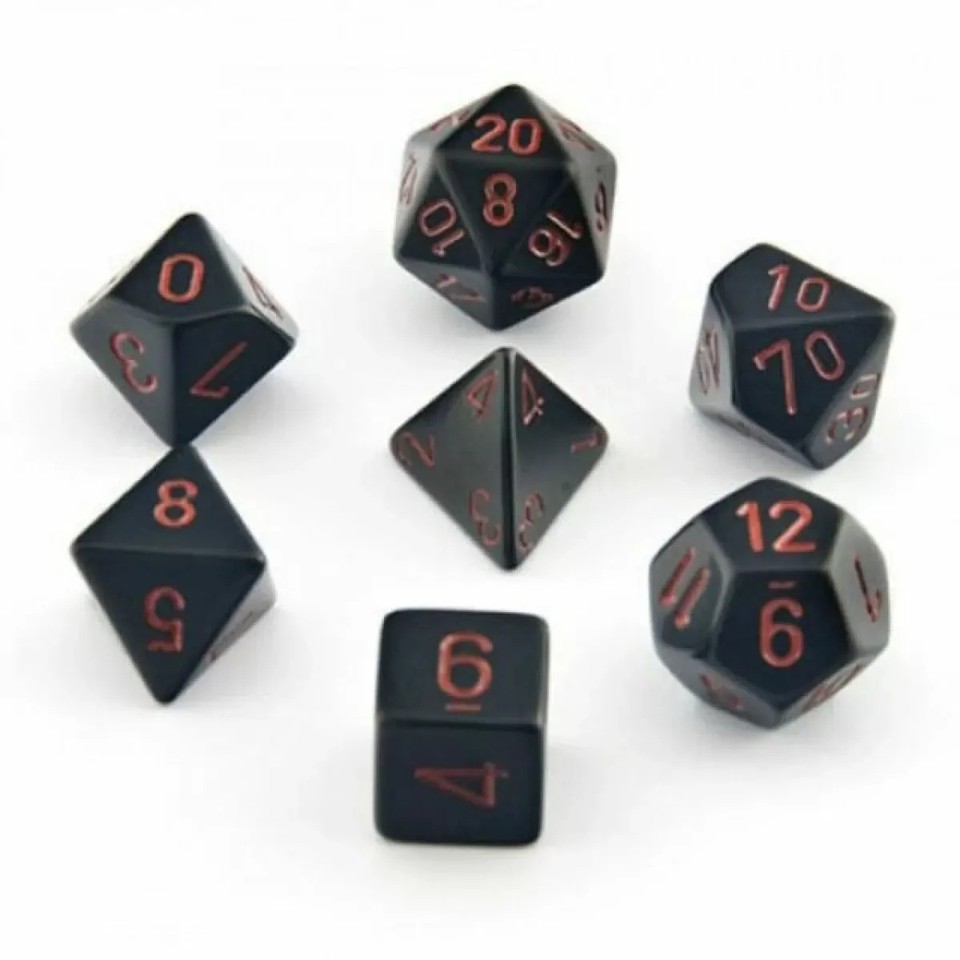 Chessex Dice Sets: Opaque Polyhedral Black/red 7-Die Set | eBay Australia