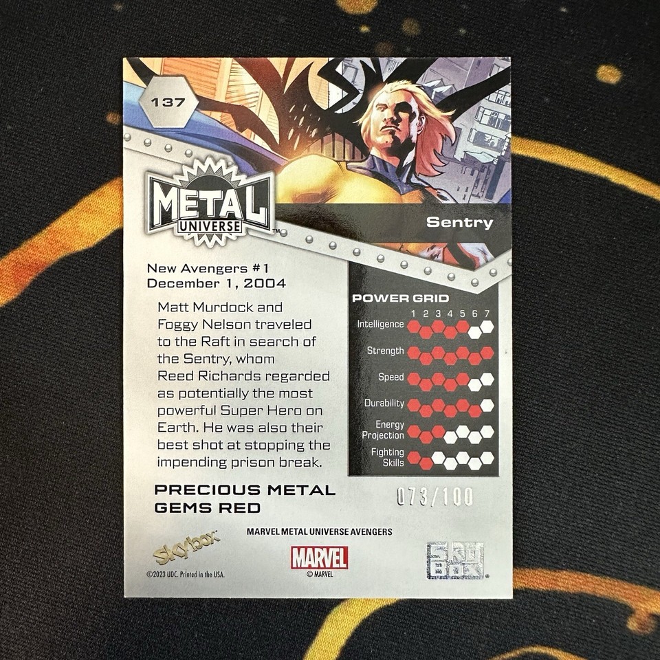 Marvel Metal Universe Avengers SENTRY #137 Precious Gems Red PMG #d 073 ...