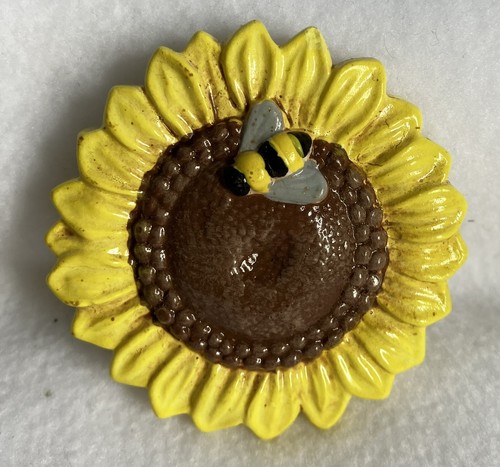 Large sunflower and bee resin brooch pin 2” | eBay