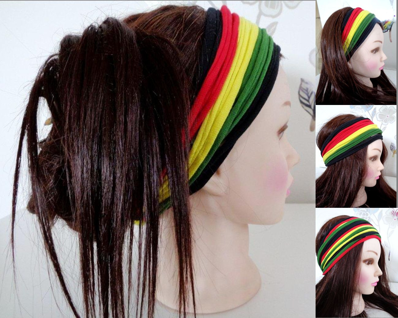 Rasta Headband Reggae Dreadlock Mens Girls Headband Head Wrap Jamaica ...