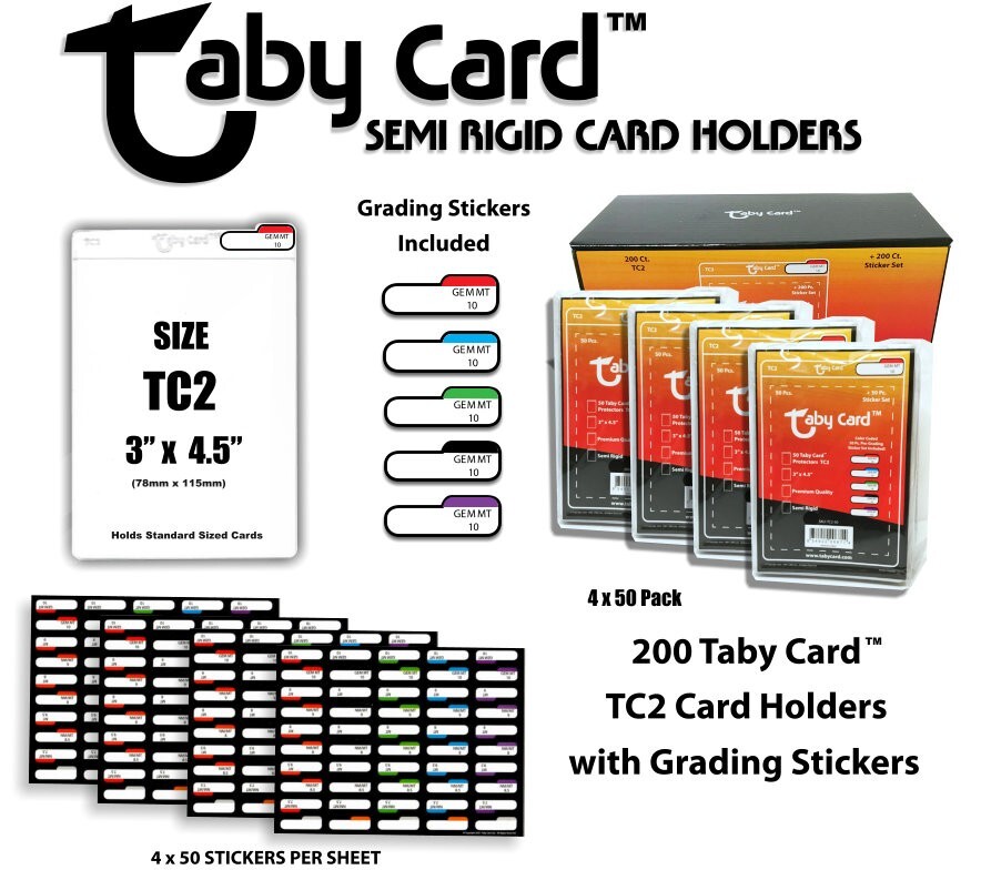 2000 Ct. Case Taby Card™ TC2 Semi Rigid Card Holders w 2000 Grading ...