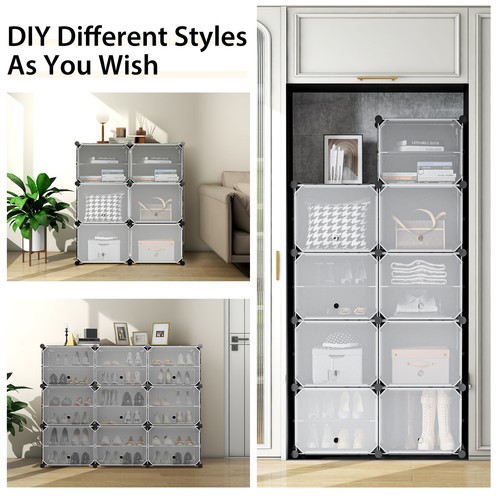 Portable Shoe Rack Organizer 12-Cube 48 Pair Shoe Shelf Storage Cabinet ...