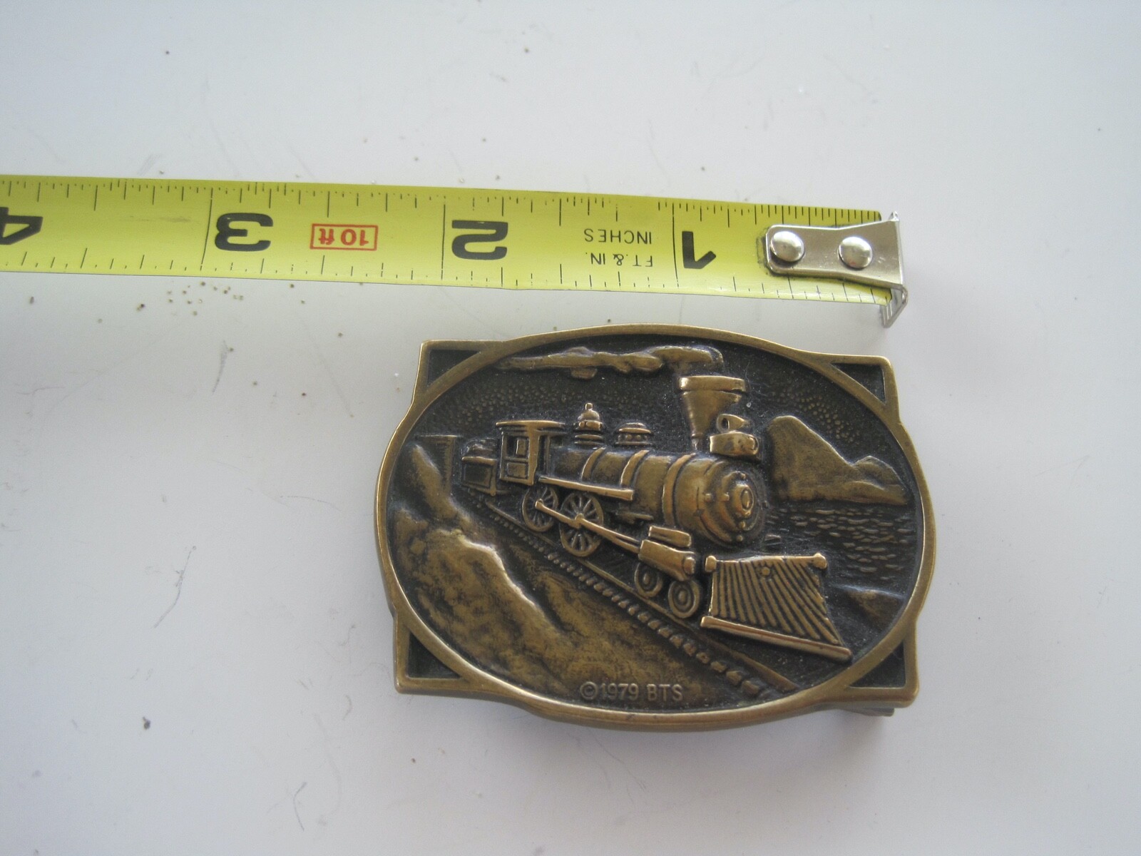 Solid Brass Train Small Belt Buckle BTS 1979 - Gem