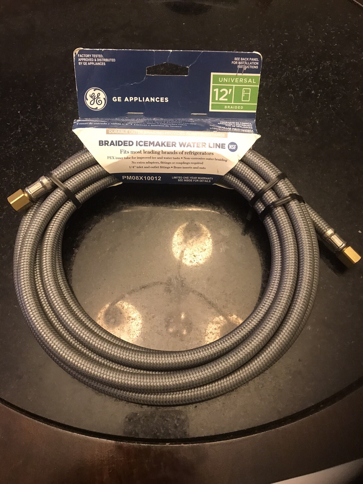 GE Appliances Universal 12' Braided Ice Maker Water Supply Line ...