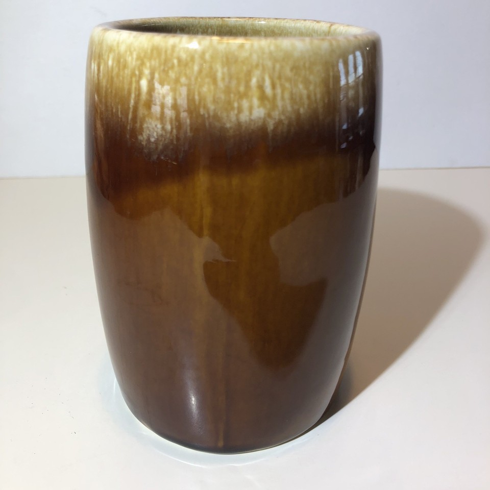 Vintage Hull USA Pottery Brown Drip Glaze 5” Coffee Mug Stein Cup READ ...