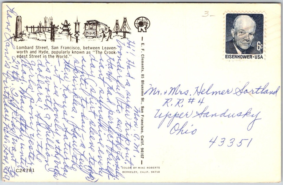 San Francisco USA Lombard Street Worlds Crookedest Street View Postcard ...