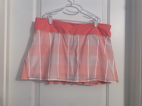 Lululemon Run Pace Setter Skirt 10 Gros Gingham Bleached Coral Pop ...