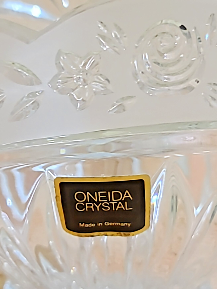 Vintage Oneida Crystal Southern Garden Roses Germany Heavy Candy Dish ...